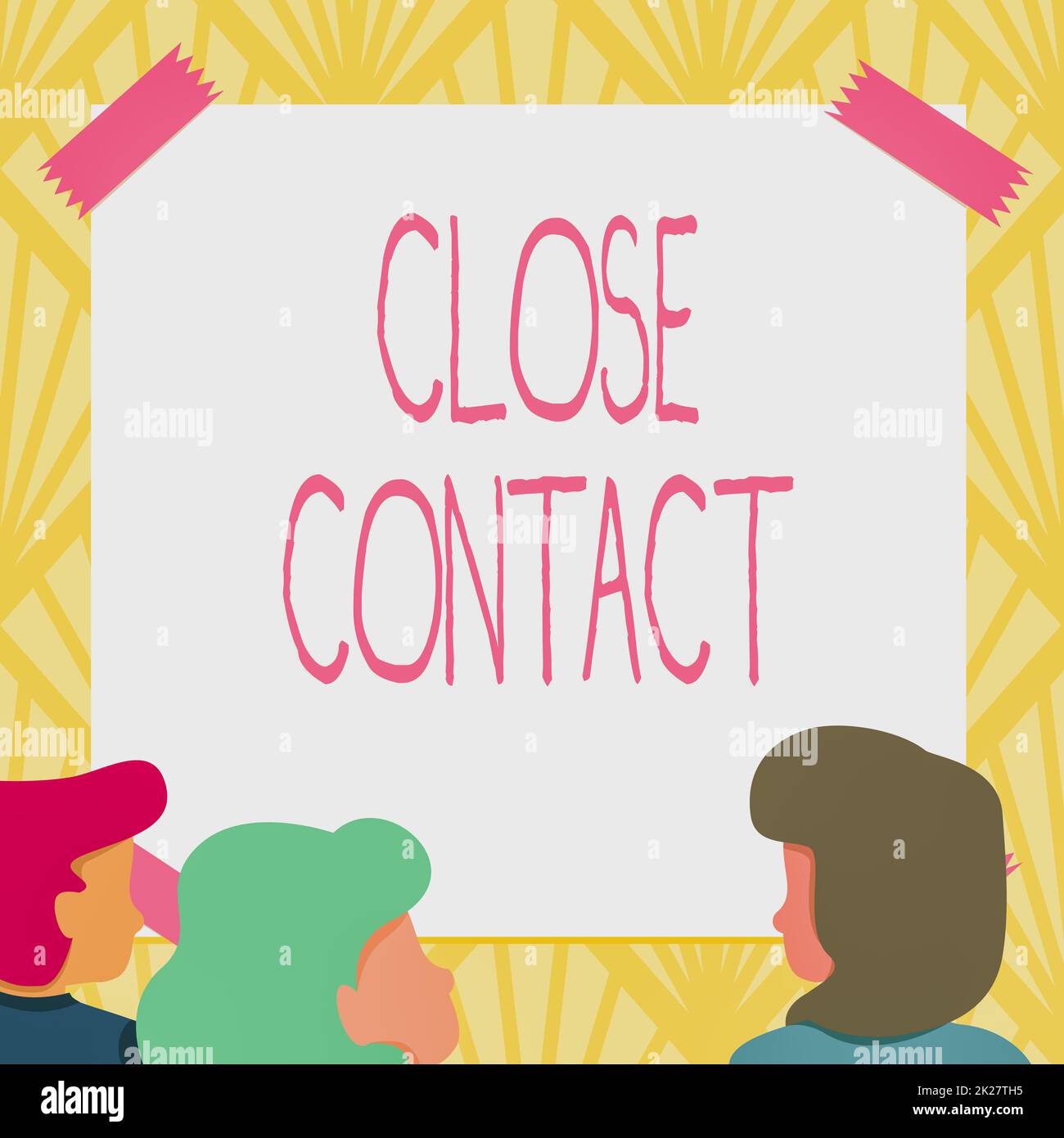 Conceptual caption Close Contact. Business idea having a history of ...