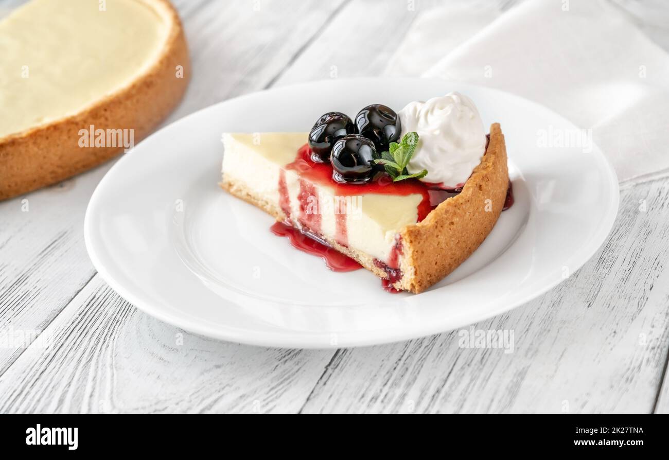 Traditional cheesecake wedge Stock Photo - Alamy