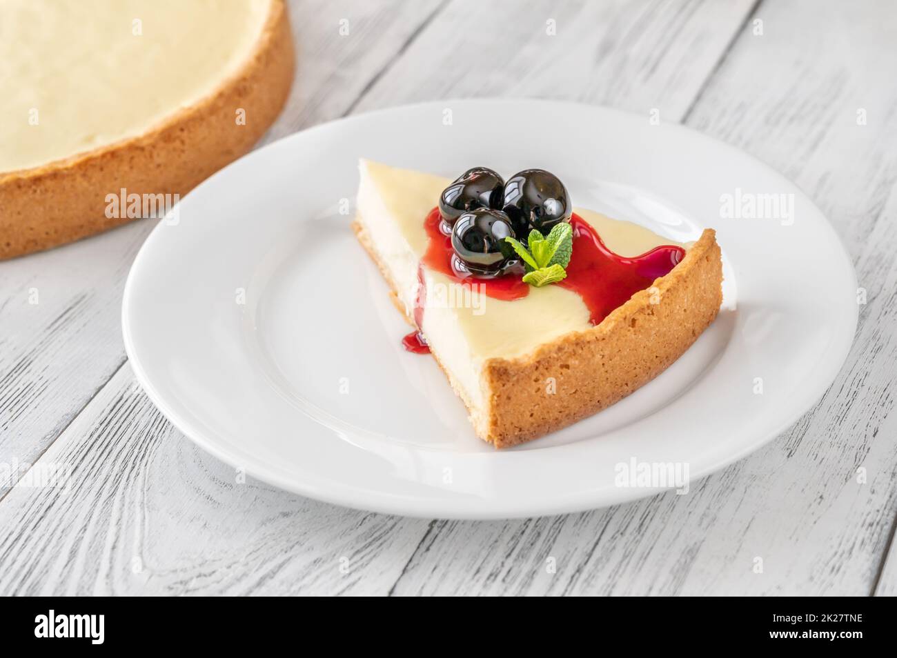 Traditional cheesecake wedge Stock Photo - Alamy