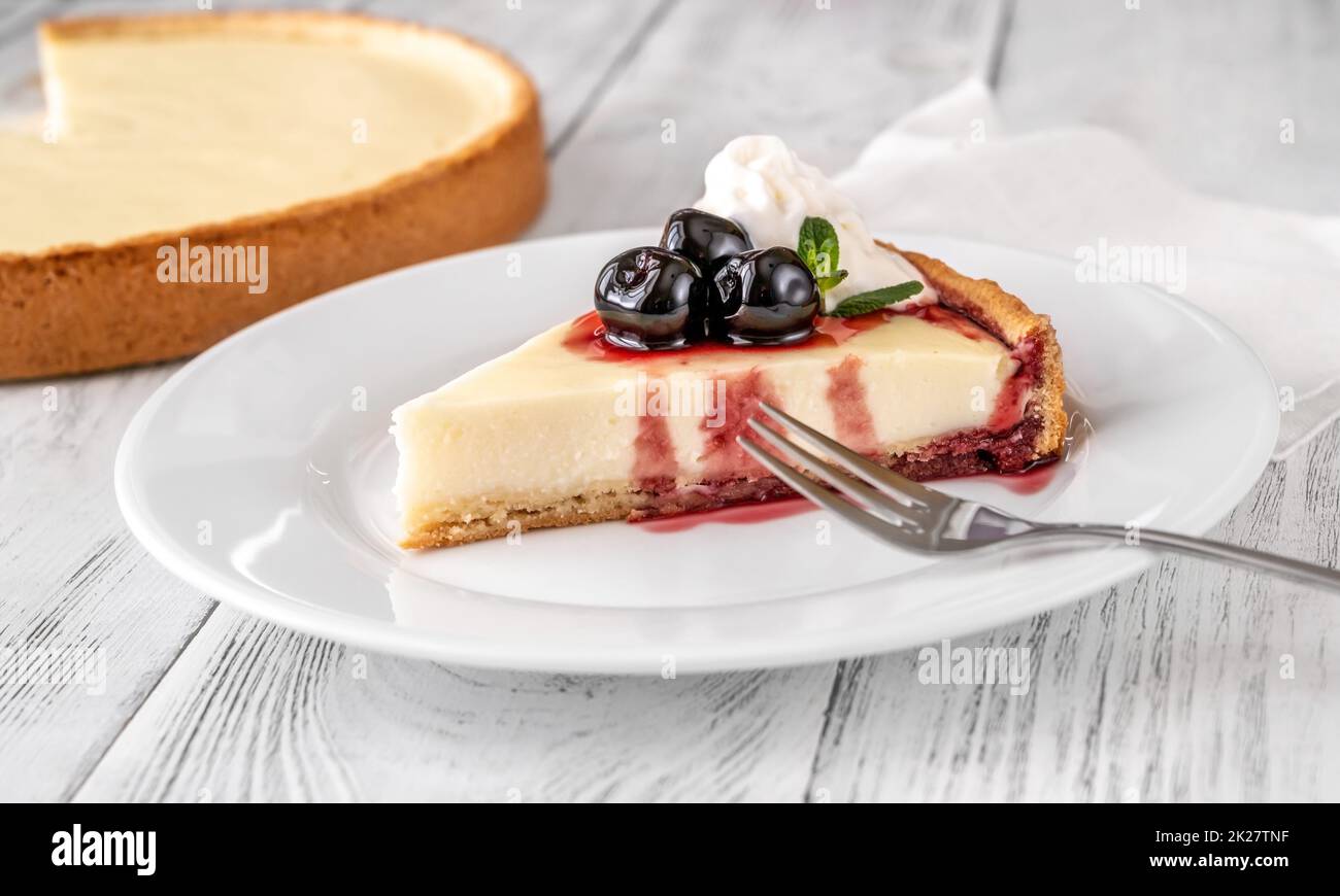 Traditional cheesecake wedge Stock Photo - Alamy