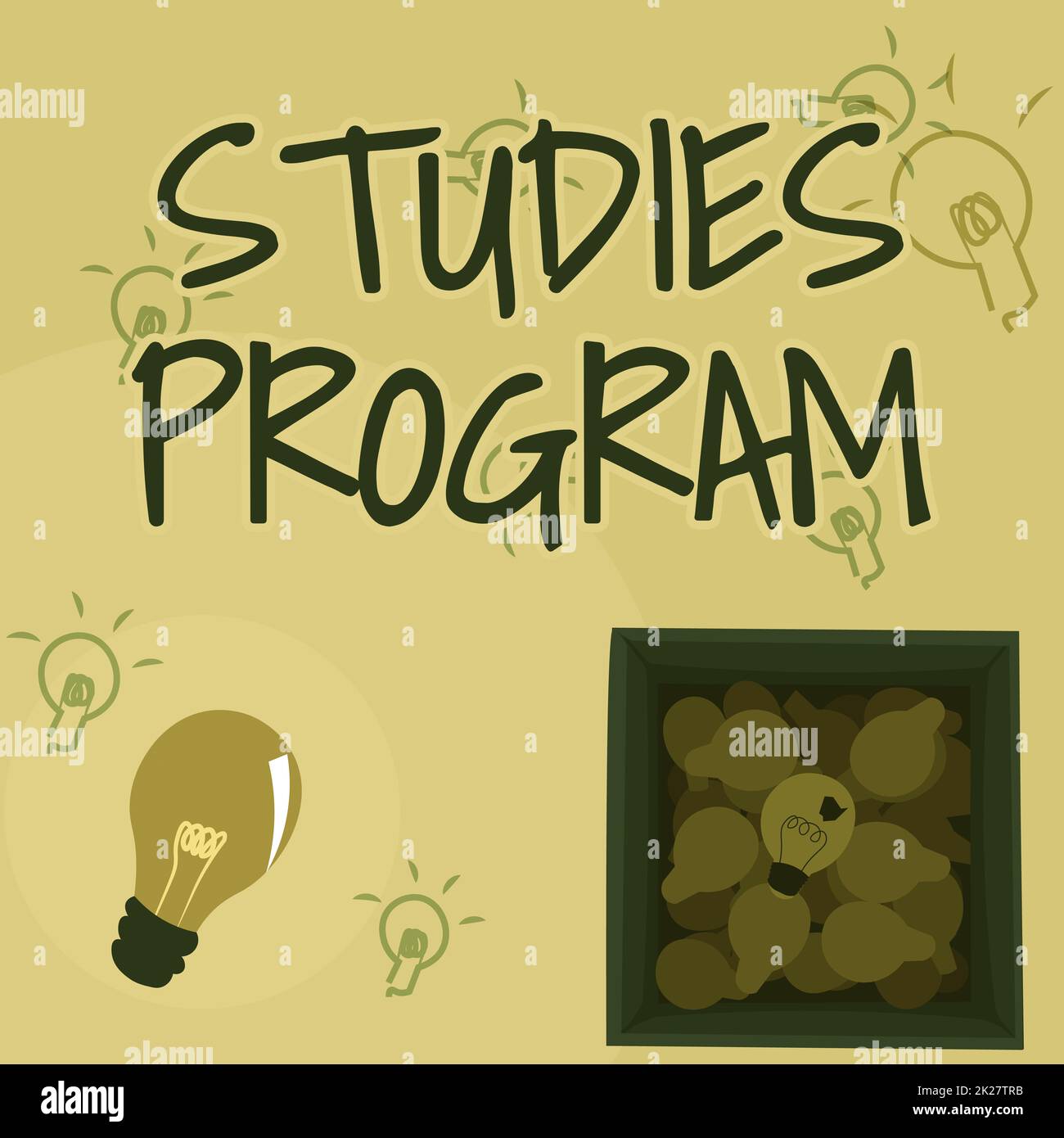 Text caption presenting Studies Program. Word Written on Platform help ...