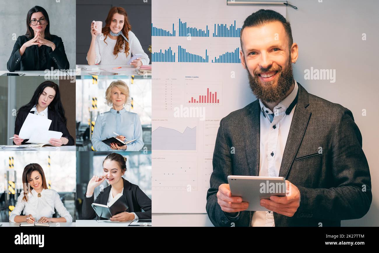 Corporate video communication. Web chat. Online presentation ...