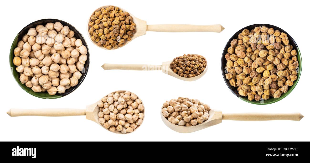 set of various chickpeas isolated on white Stock Photo - Alamy