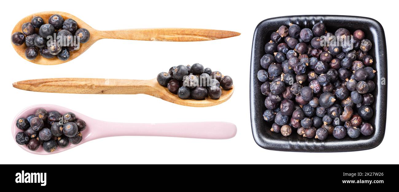 set of various dried juniper berries isolated Stock Photo - Alamy