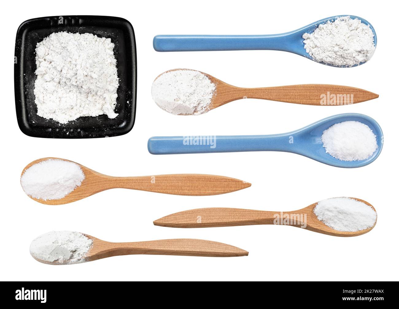 various vanillin powder and vanila sugar isolated Stock Photo - Alamy