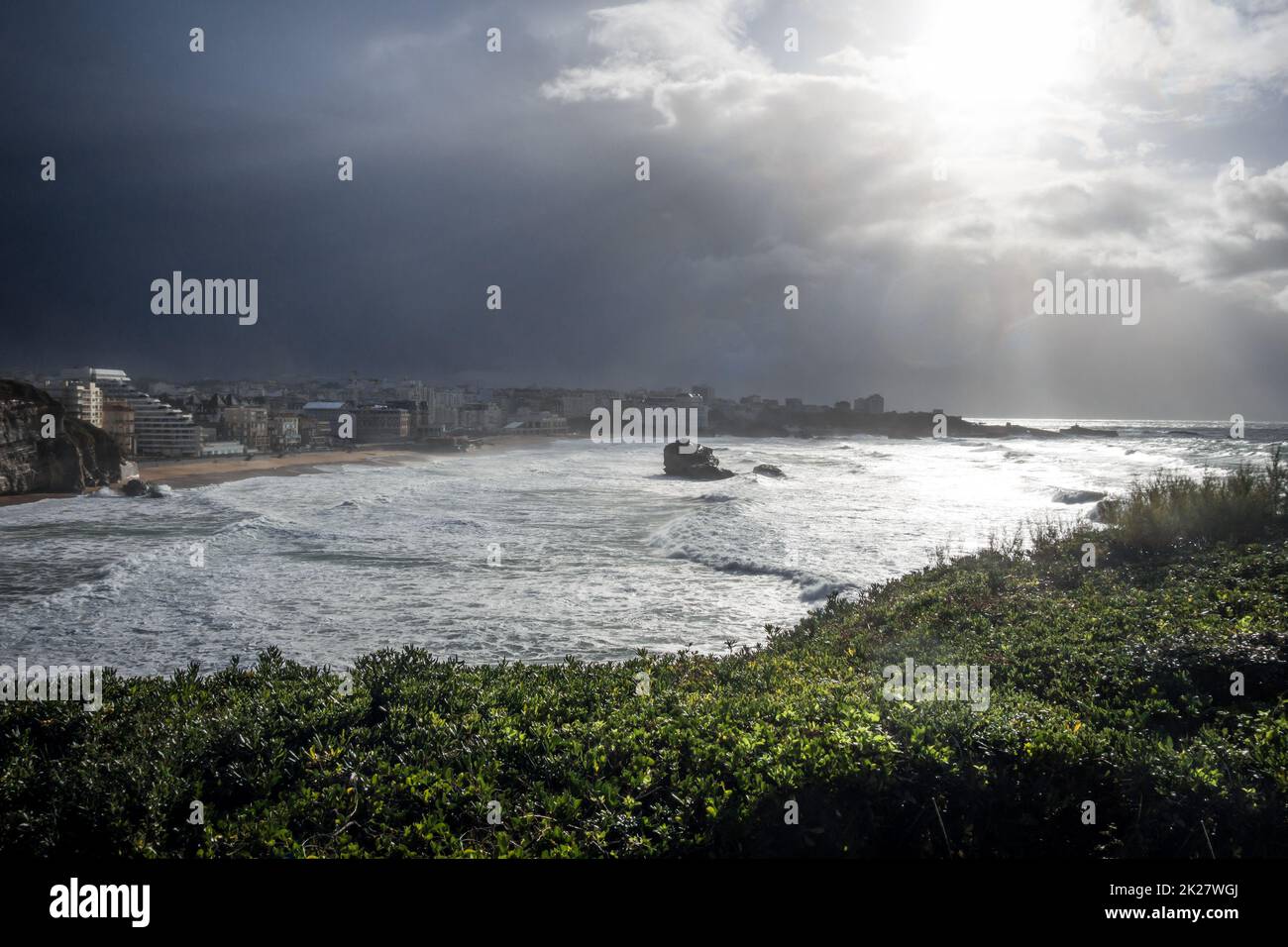 Seaside and beach of the city of Biarritz Stock Photo - Alamy