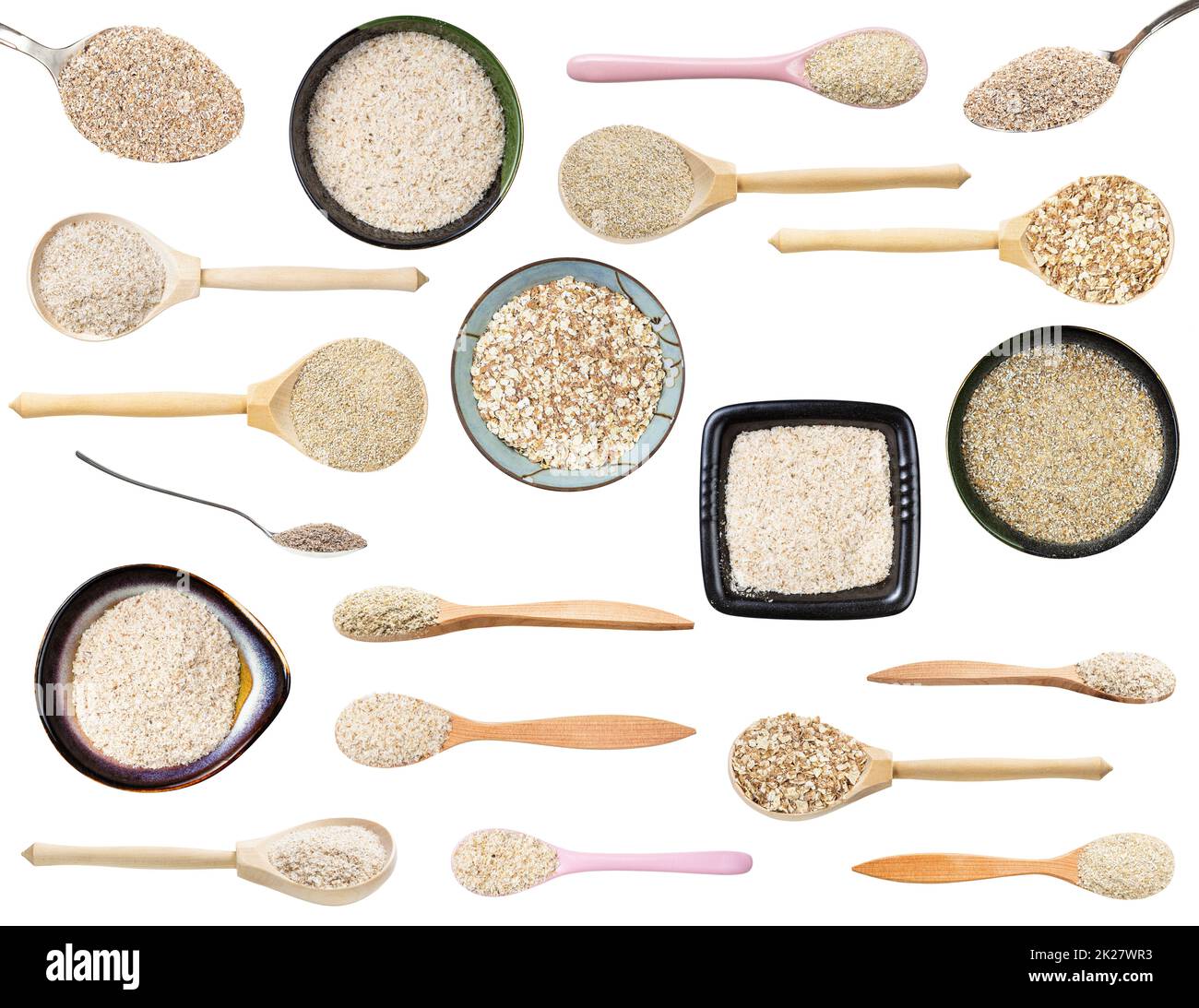 set of various brans isolated on white Stock Photo - Alamy