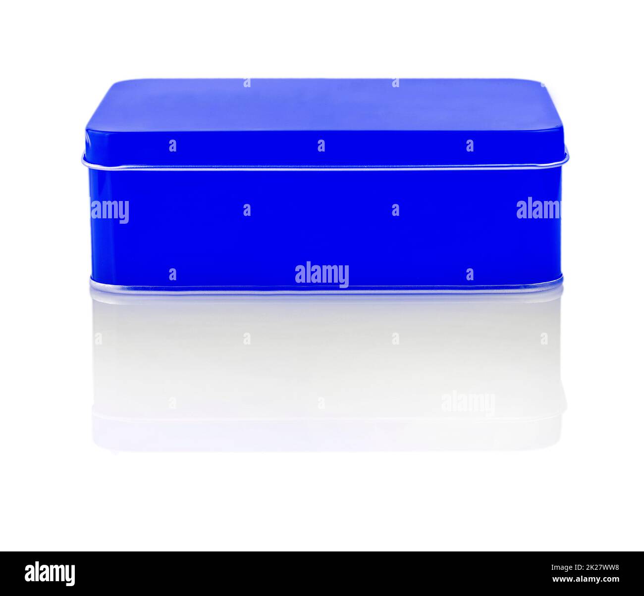 Closed Empty blue metal box close-up isolated on white background Stock ...