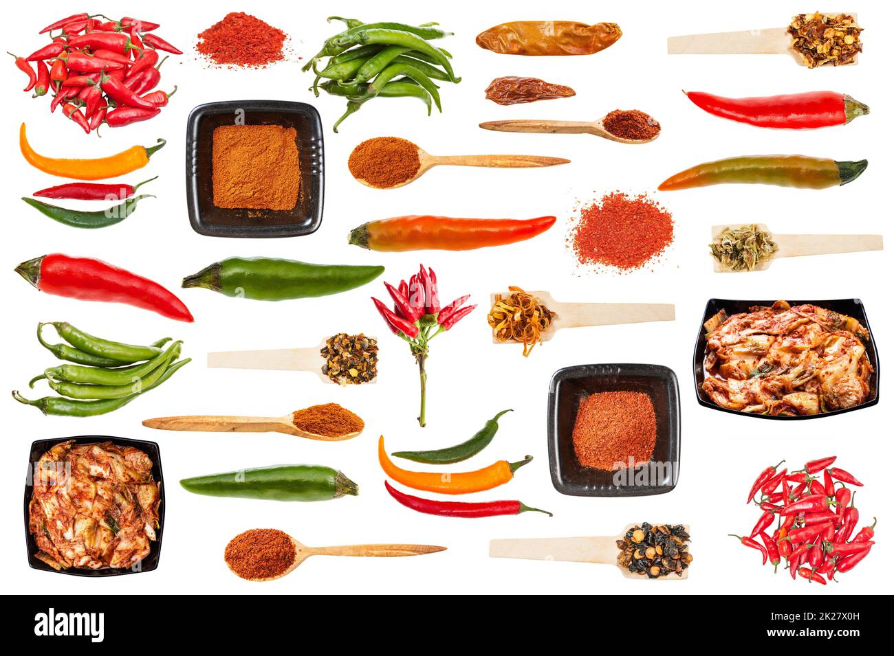 set of various hot peppers isolated on white Stock Photo - Alamy