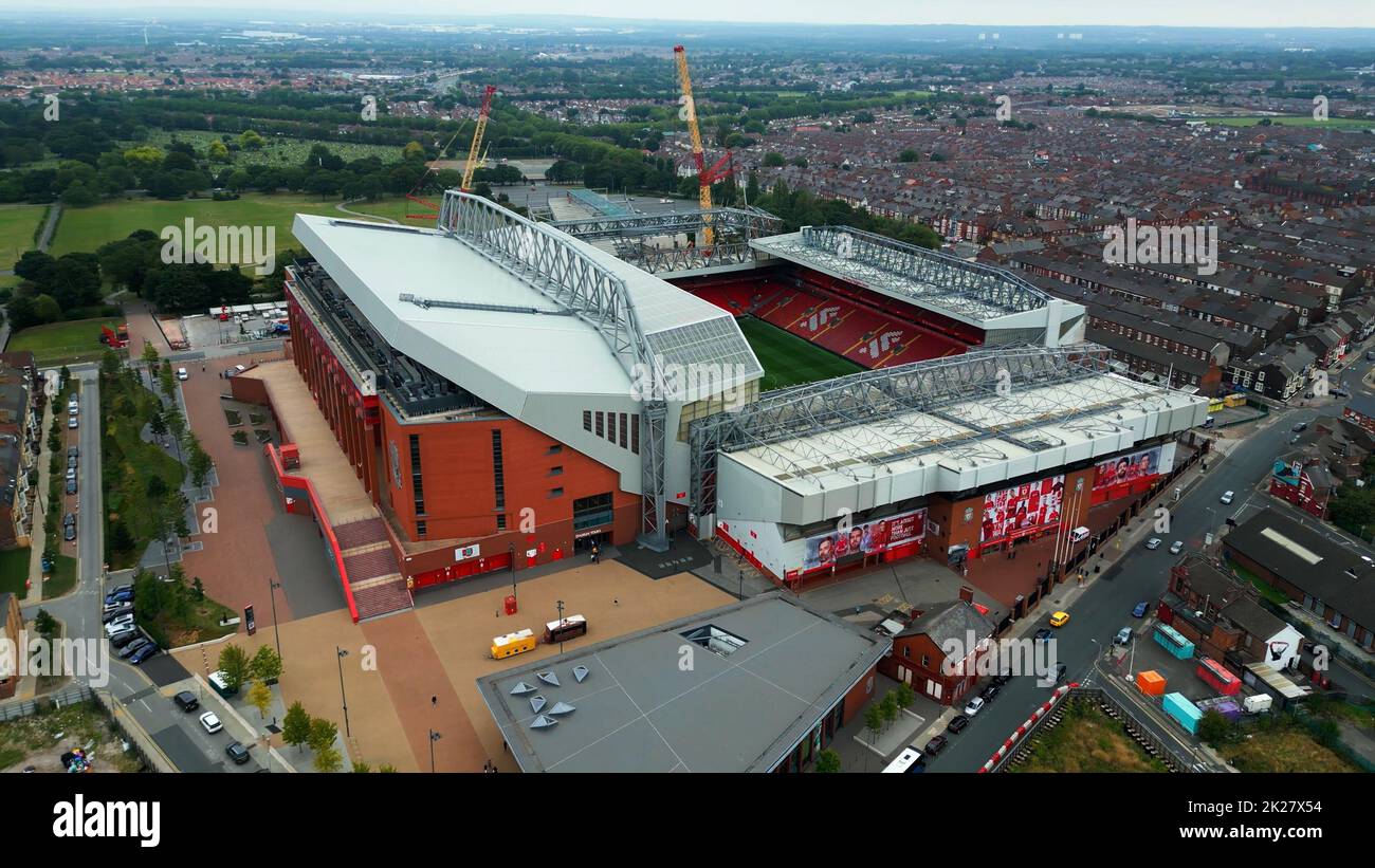Anfield stadium of FC Liverpool from above - aerial view - LIVERPOOL ...