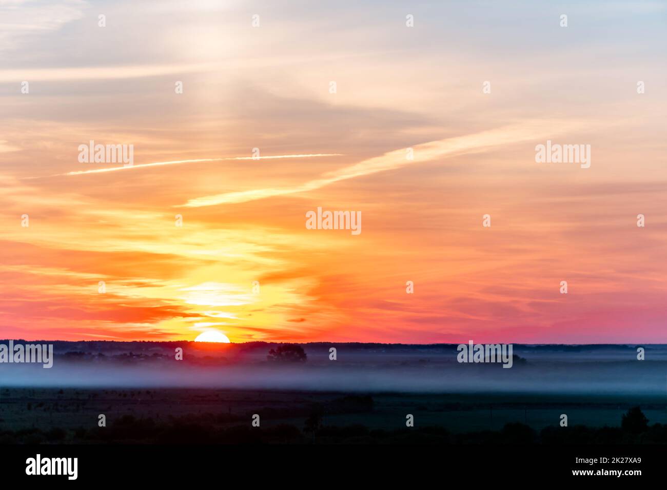 The heavenly light of the sun.Dramatic evening sky with clouds and rays ...