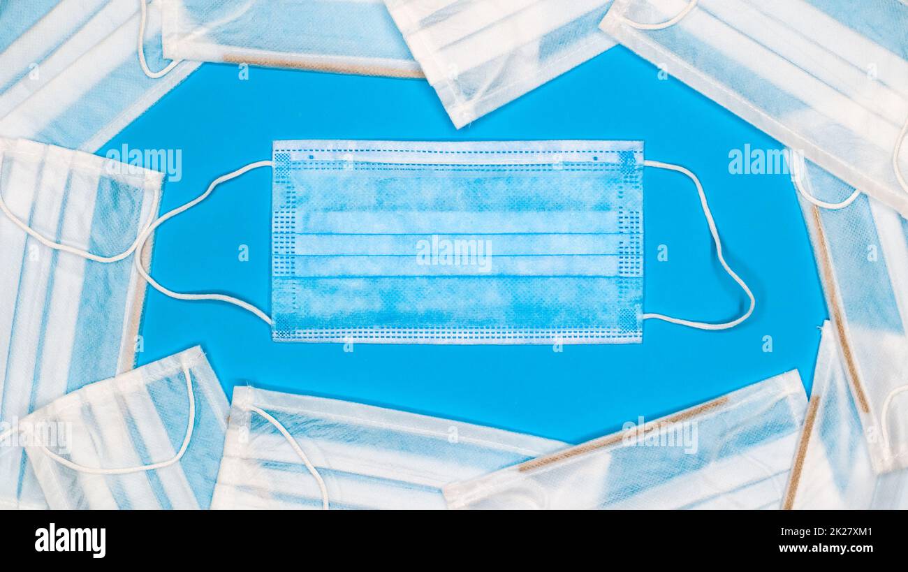 Coronavirus protection. Many antiviral protective medical face masks ...