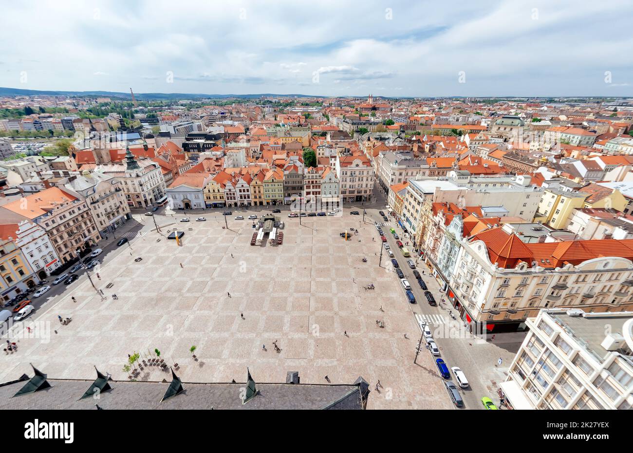 Elevated view of Republic Square. Pilsen (Plzen), Czech Republic Stock ...