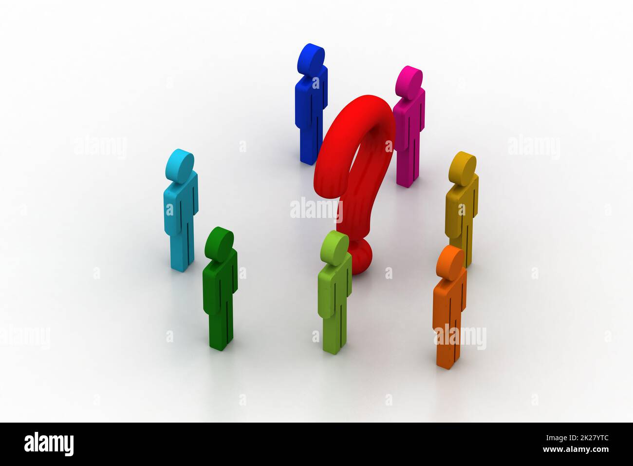 3d people around the question mark Stock Photo - Alamy