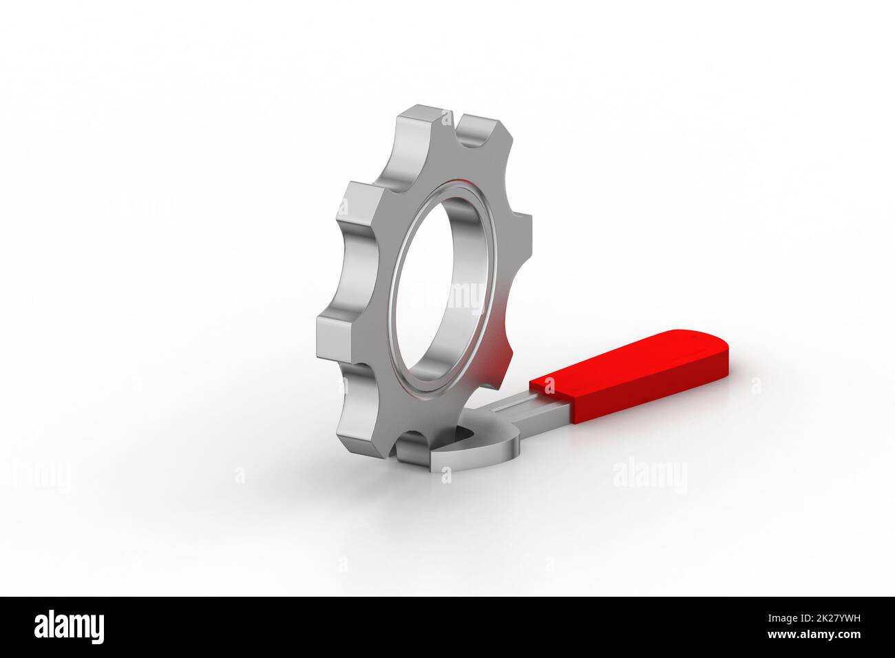 Spanner and gear Stock Photo - Alamy