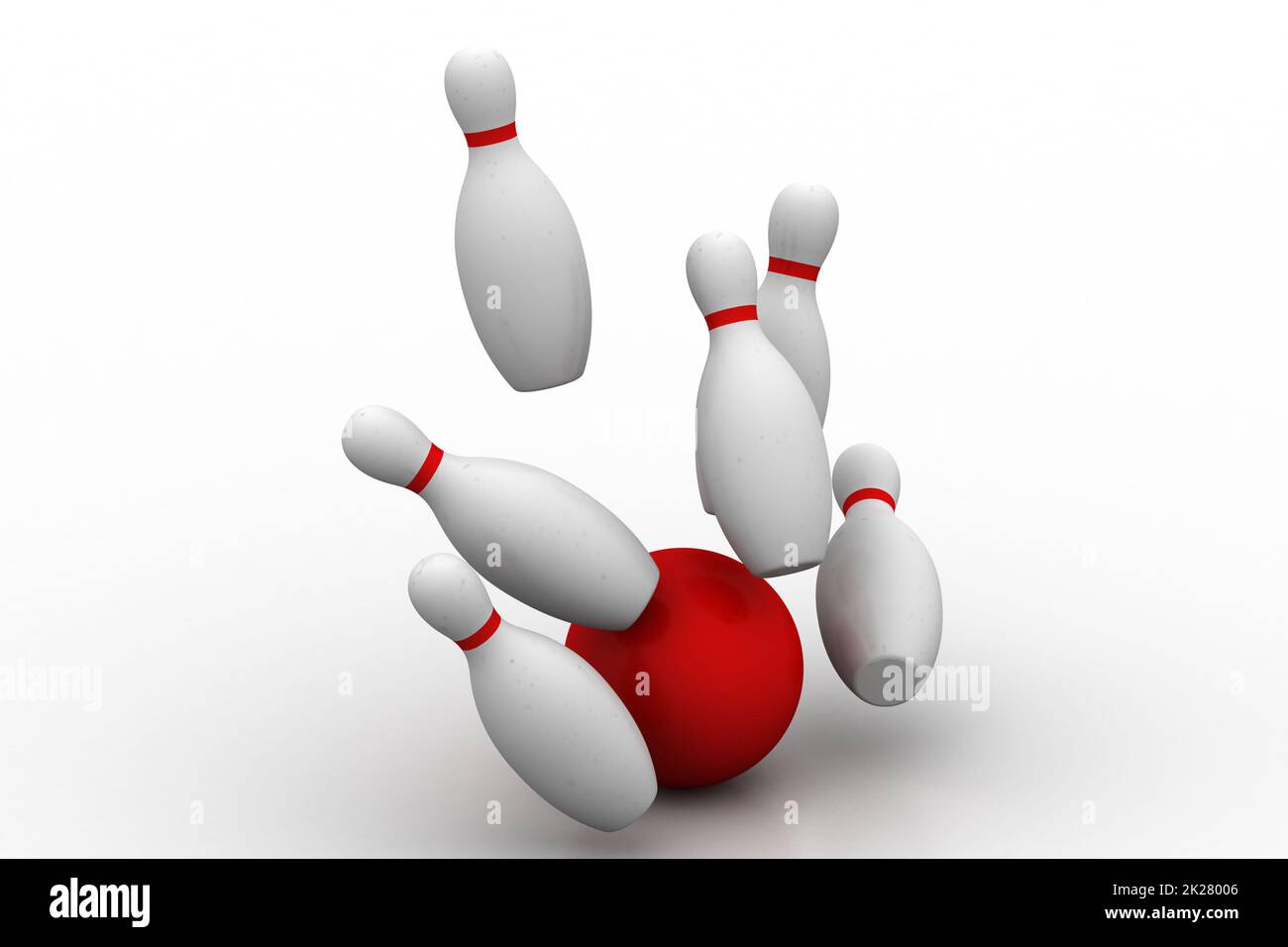 Scattered skittles with ball Stock Photo - Alamy