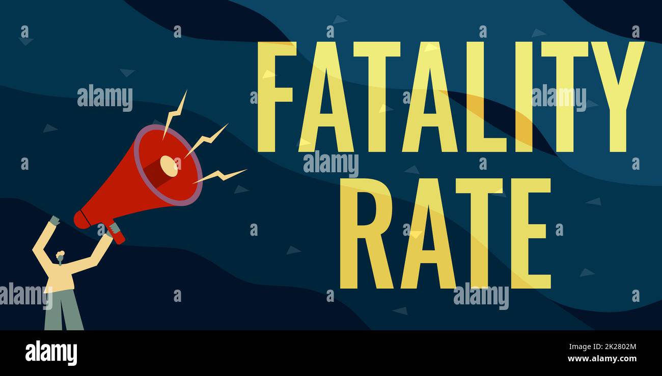 Text caption presenting Fatality Rate. Word for calculated number of ...