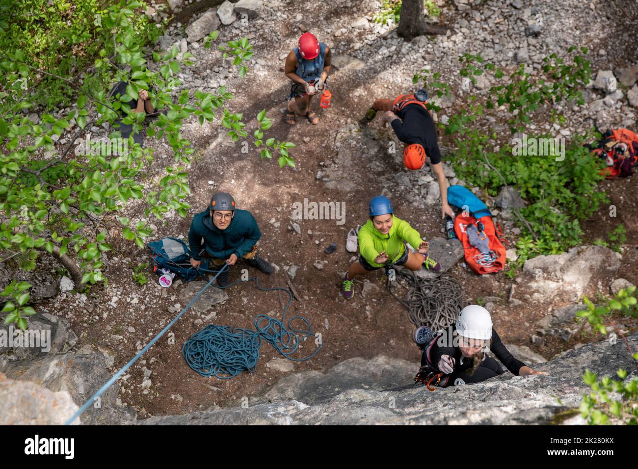 Rock climbing high five hi-res stock photography and images - Alamy