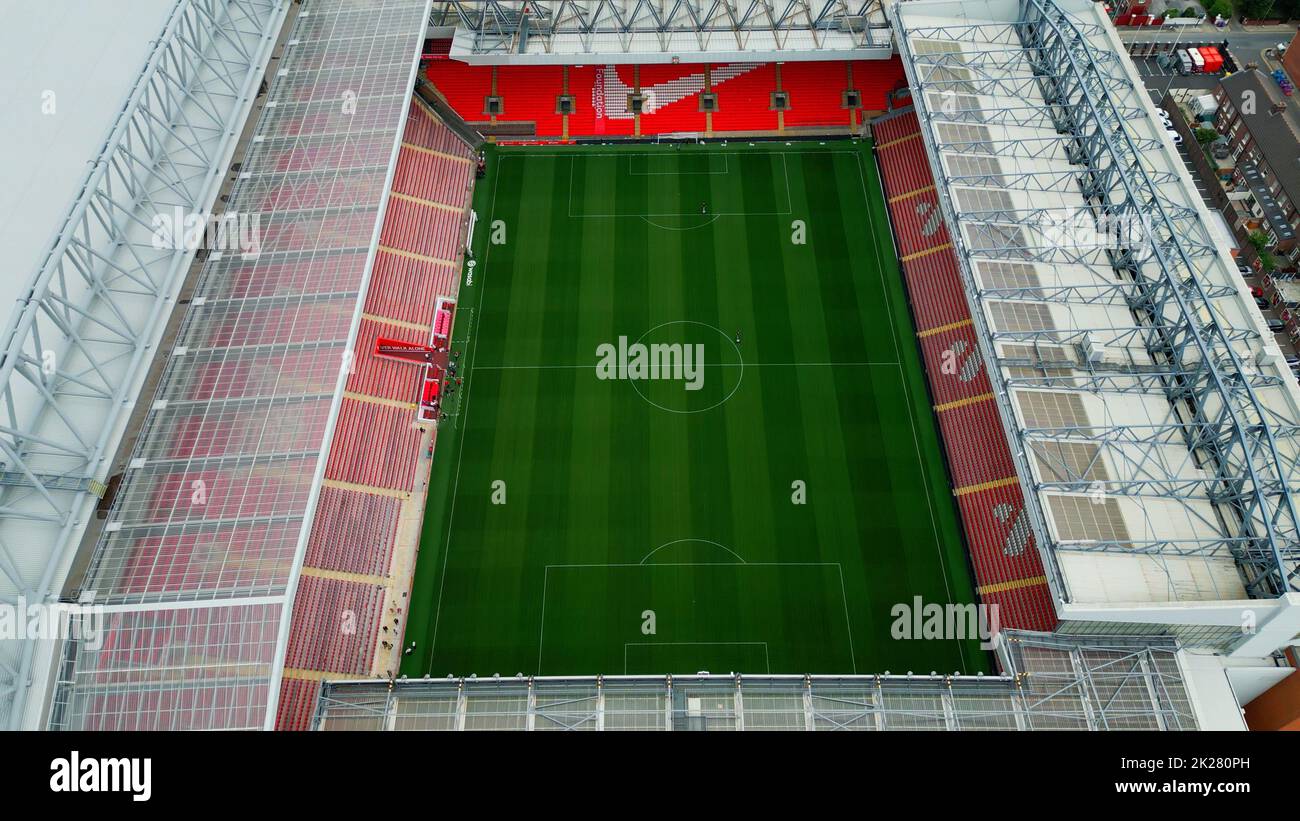 Anfield stadium of FC Liverpool from above - aerial view - LIVERPOOL ...