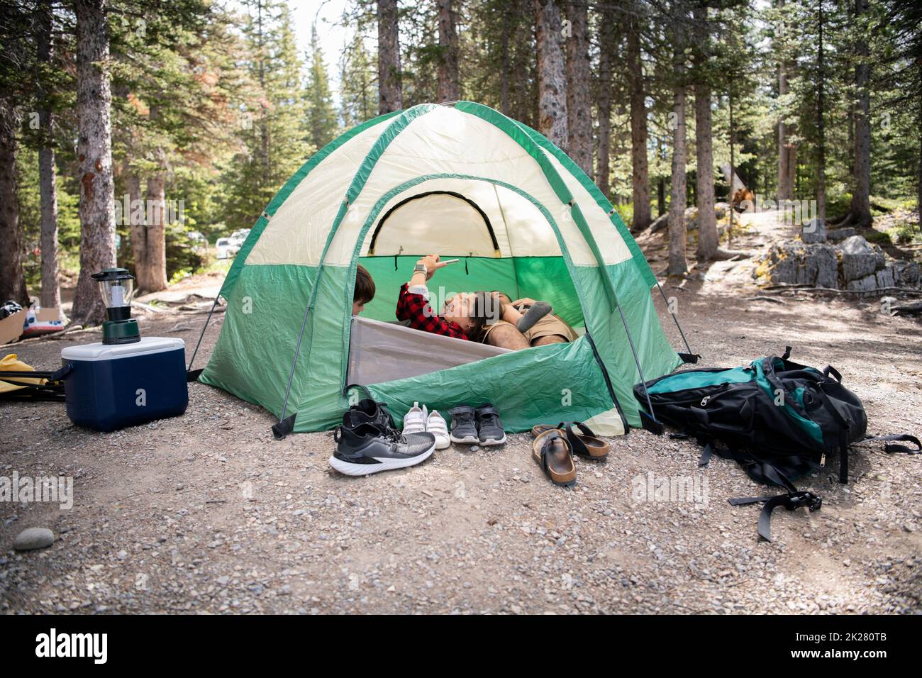 Inside tent family tent hi-res stock photography and images - Alamy