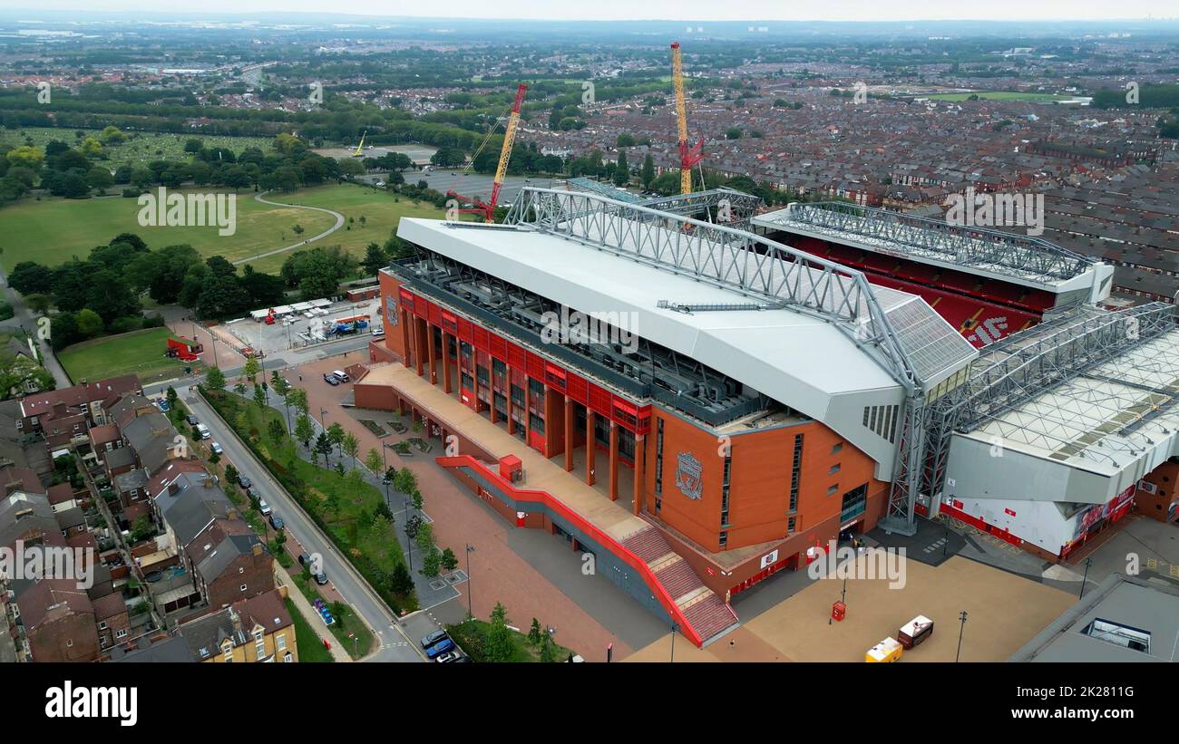 Anfield stadium of FC Liverpool from above - aerial view - LIVERPOOL ...