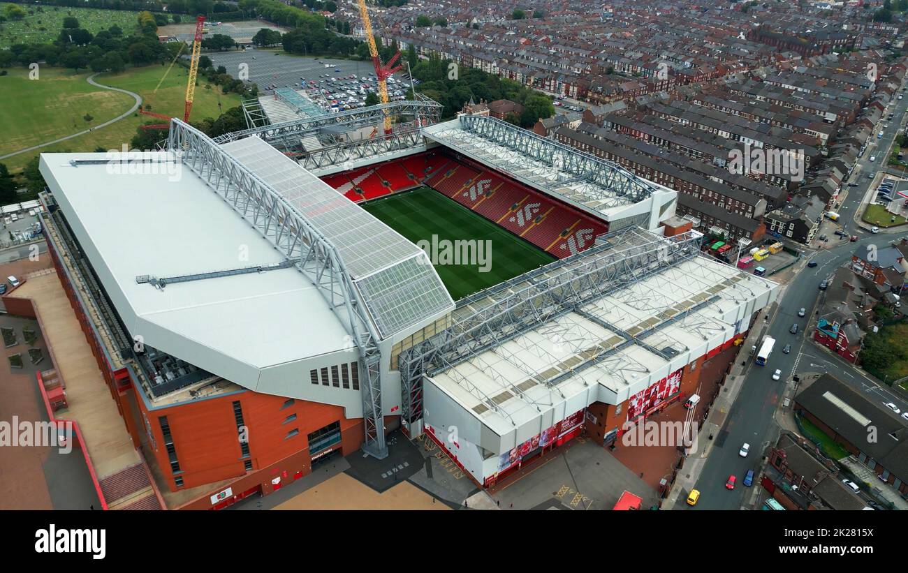 Anfield stadium of FC Liverpool from above - aerial view - LIVERPOOL ...