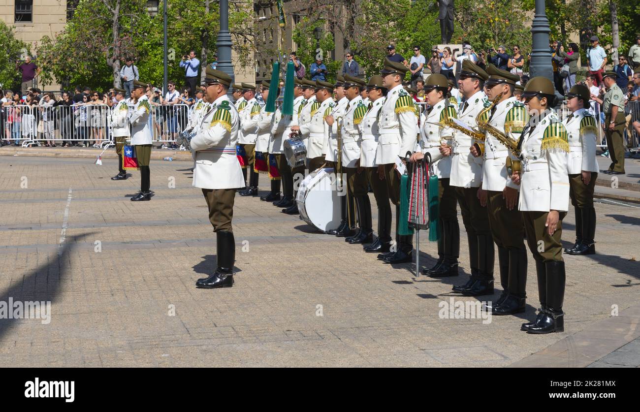 Presidential guard band in Santiago de Chile Stock Photo - Alamy