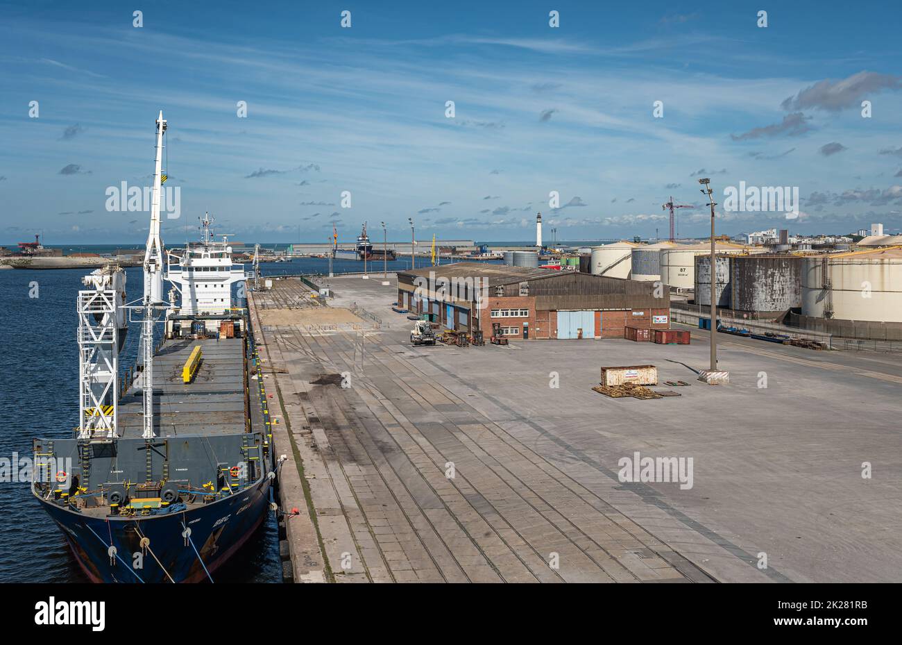 Europe, France, Dunkerque - July 9, 2022: Port scenery. Blue-white ...