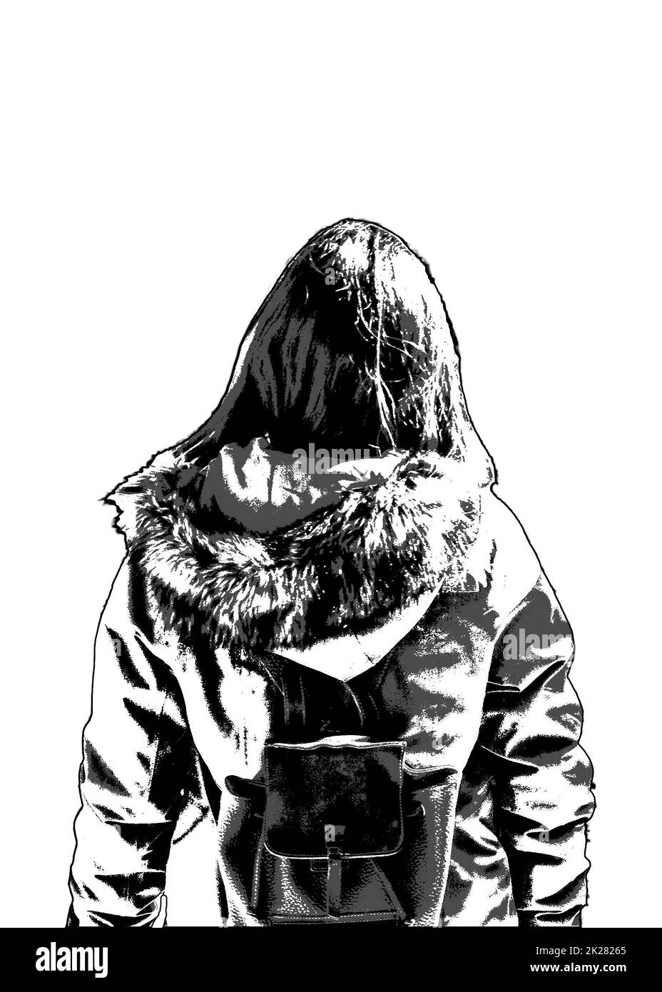 Back View Young Woman Isolated Graphic Stock Photo - Alamy