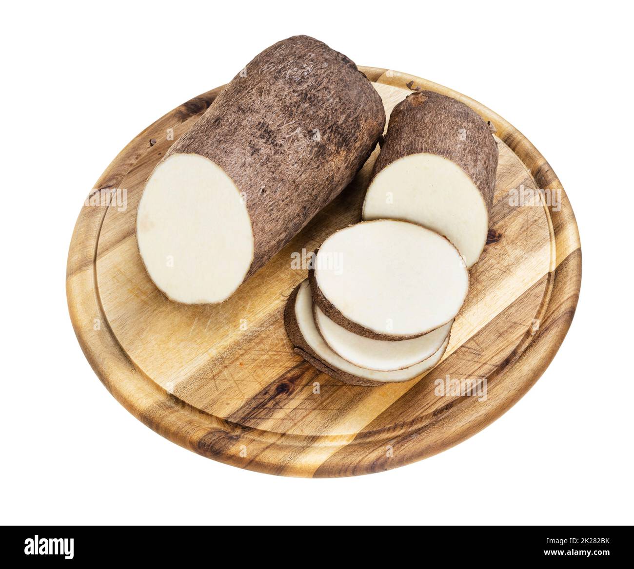 sliced tuber of african yam on wood cutting board Stock Photo - Alamy