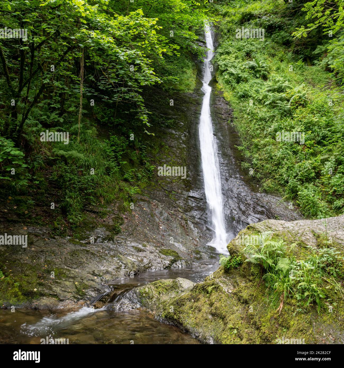 Long exposure of the White Lady waterfall on the river Lyd at Lyford ...