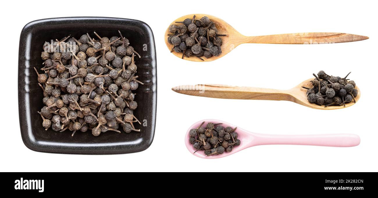 set of various tailed pepper (cubeb) isolated Stock Photo - Alamy
