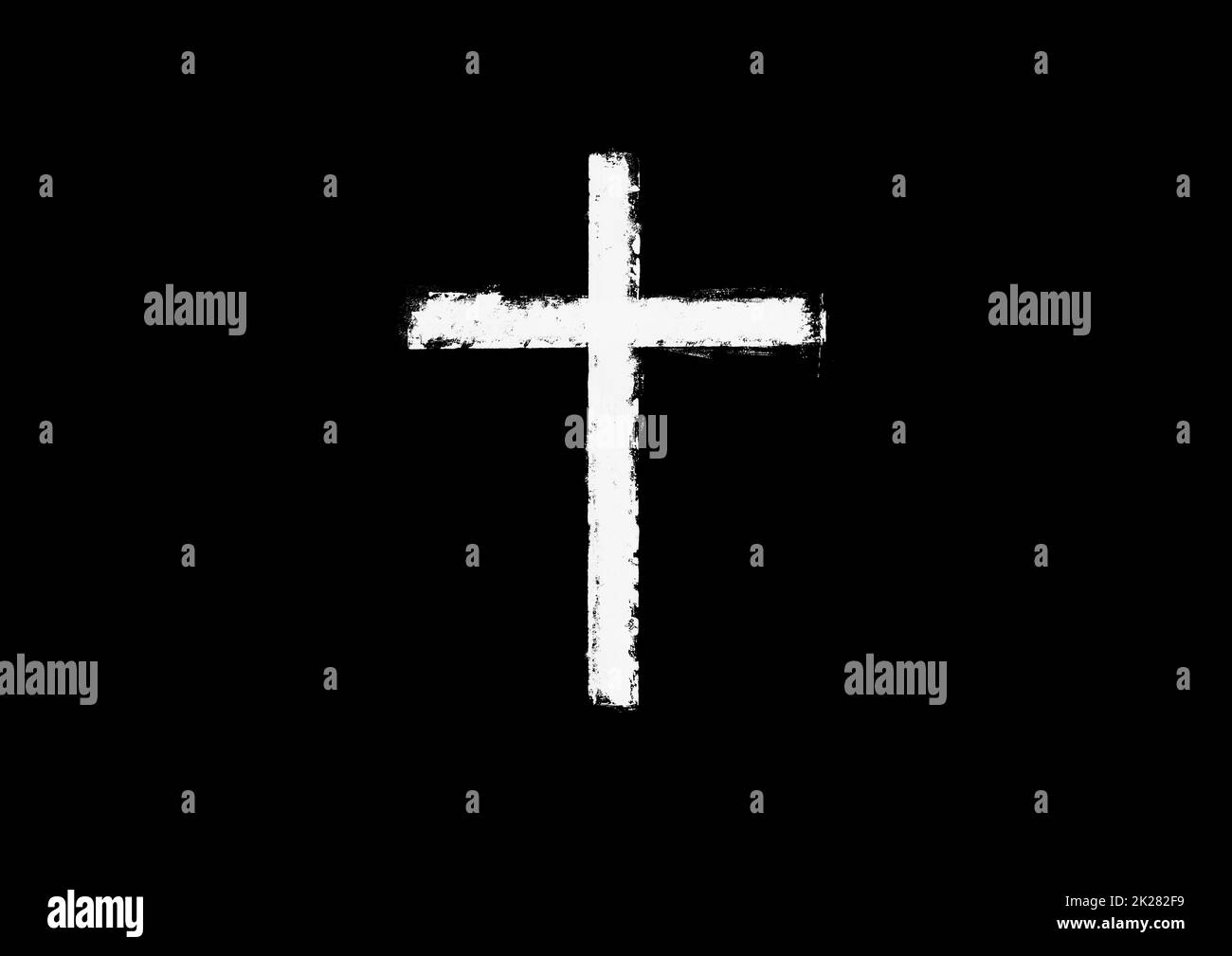 White grunge cross - Funeral card Stock Photo - Alamy