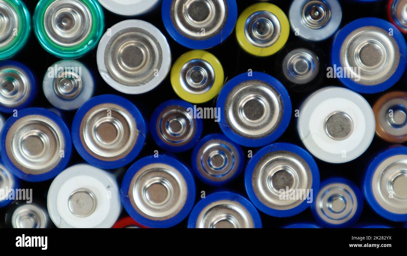 Lots of used household alkaline batteries type AA, AAA, collected for ...