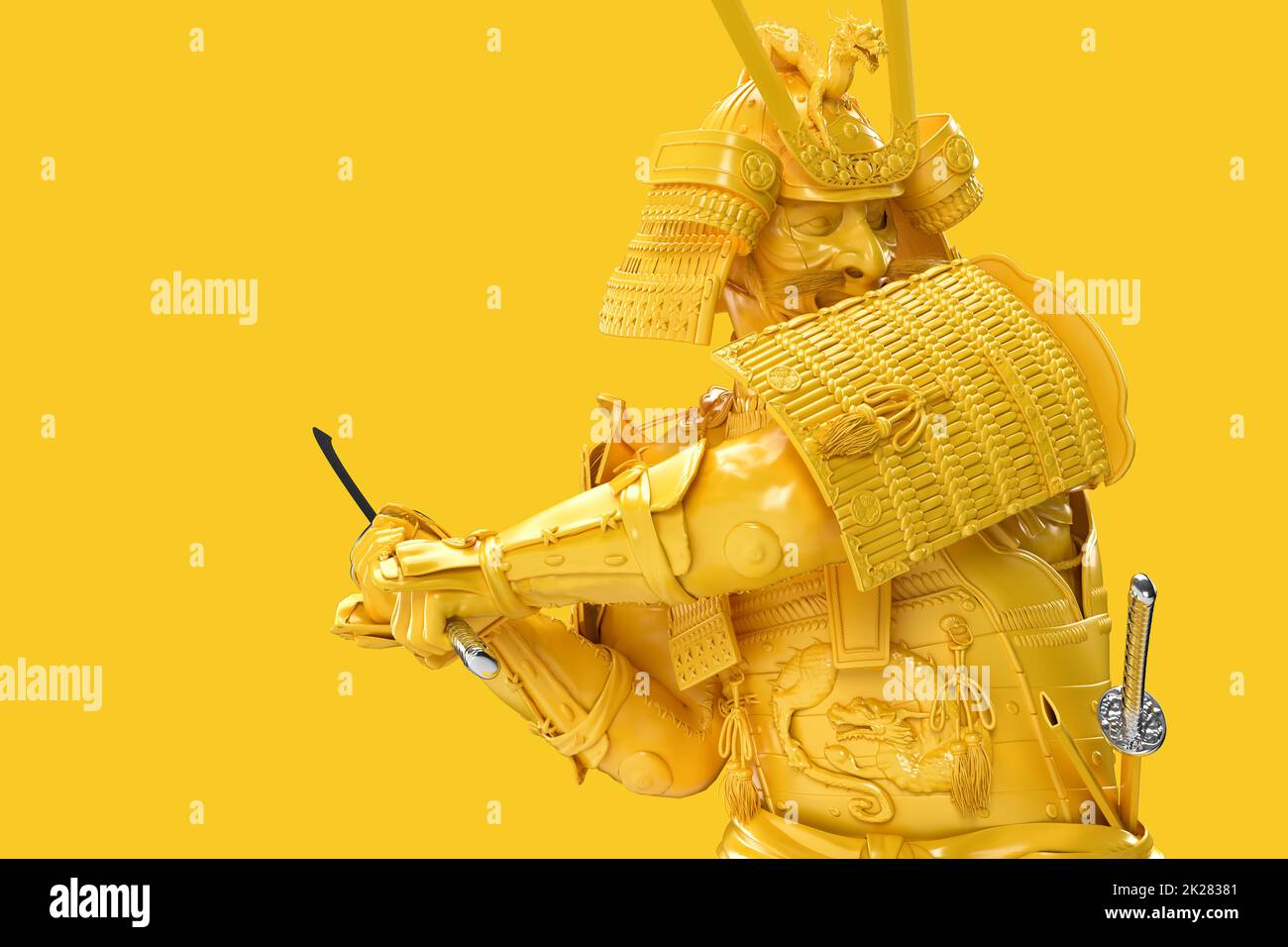 Portrait of samurai with katana. 3D Rendering Stock Photo - Alamy