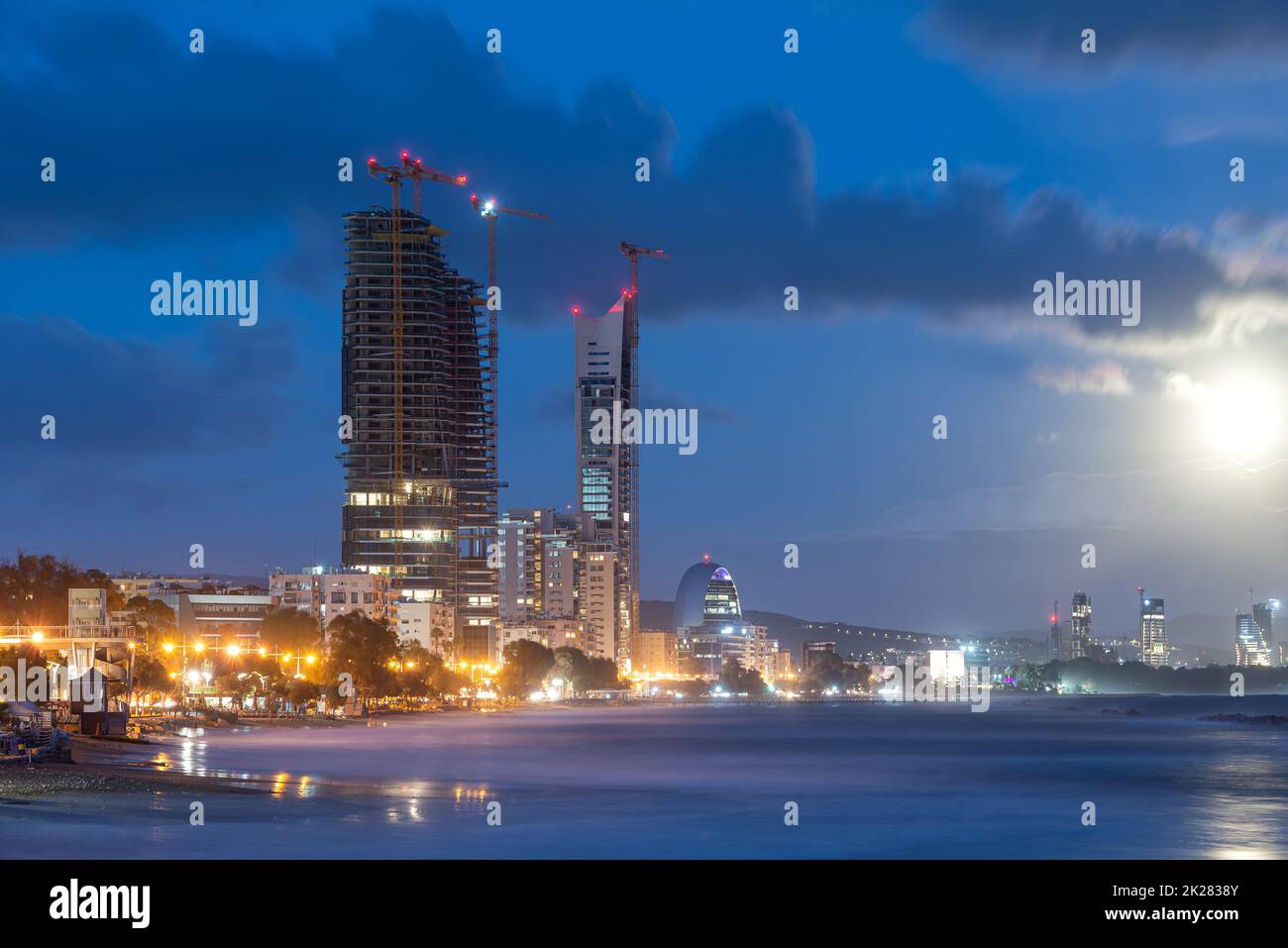 Panoramic night view of Limassol city. Cyprus Stock Photo - Alamy