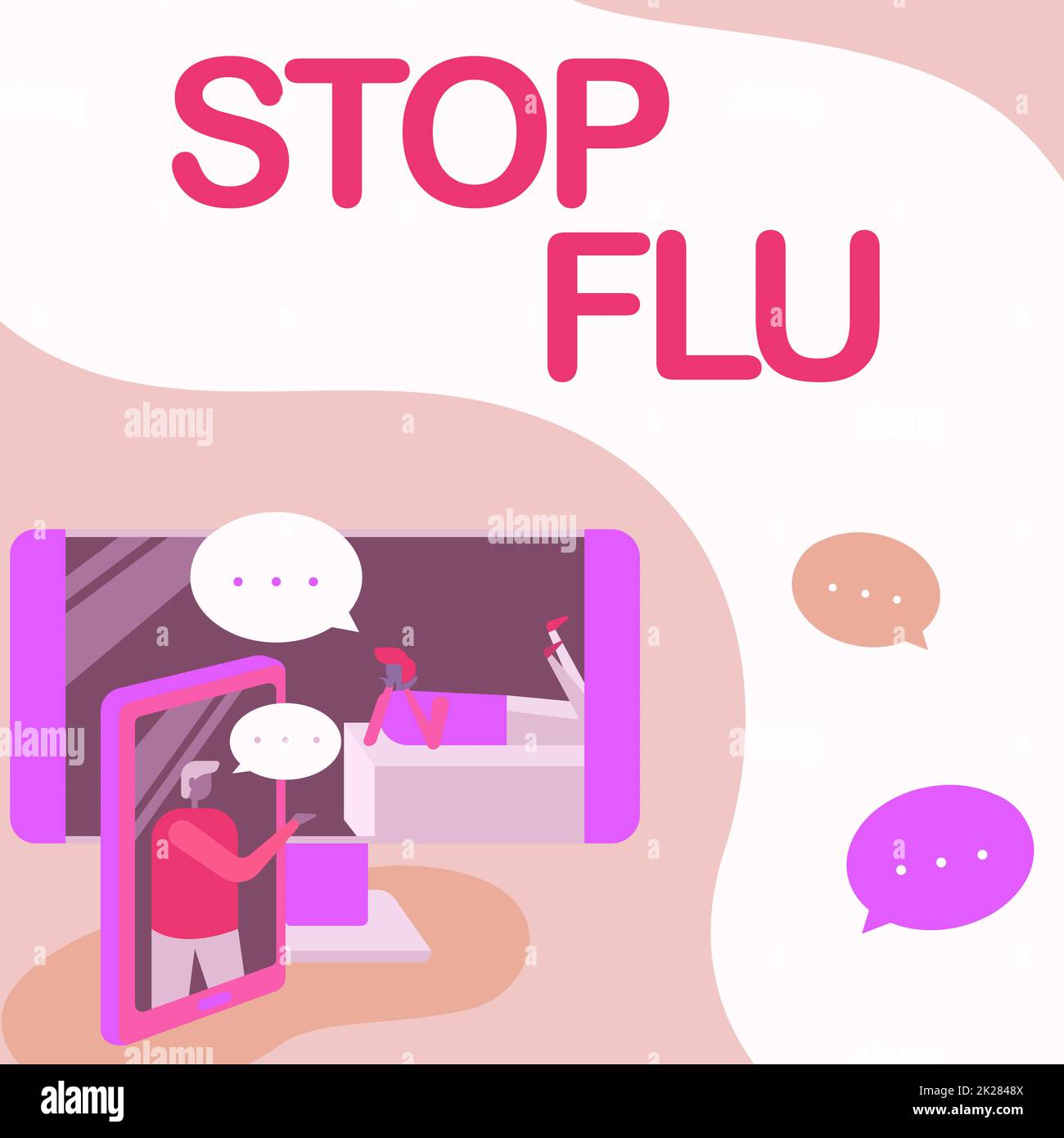 Hand writing sign Stop Flu. Business showcase Treat the contagious ...