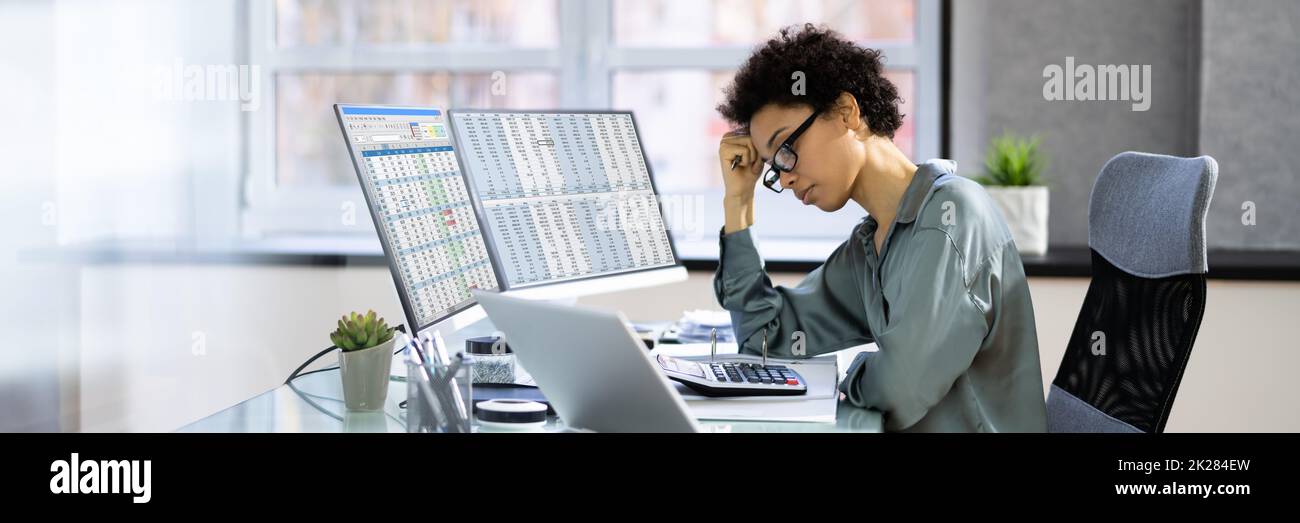 Frustrated Sad Accountant Woman Stock Photo - Alamy