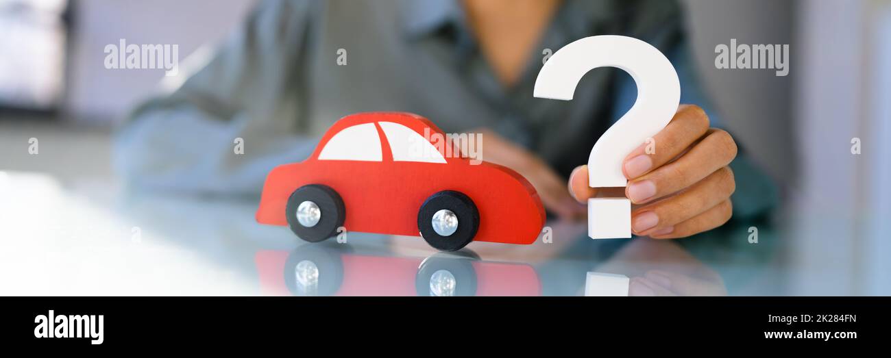 Your Car Covered Insurance Question Mark Stock Photo - Alamy