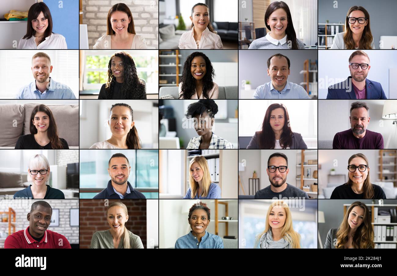 Online Video Conference Meeting Group Call Screen Stock Photo - Alamy