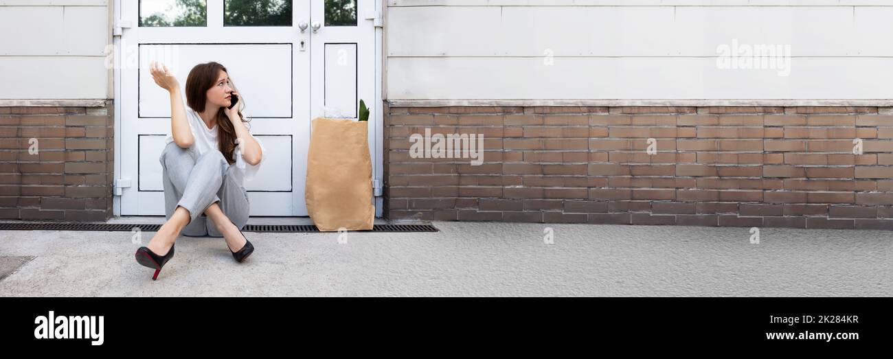 Lady outside front of house hi-res stock photography and images - Alamy