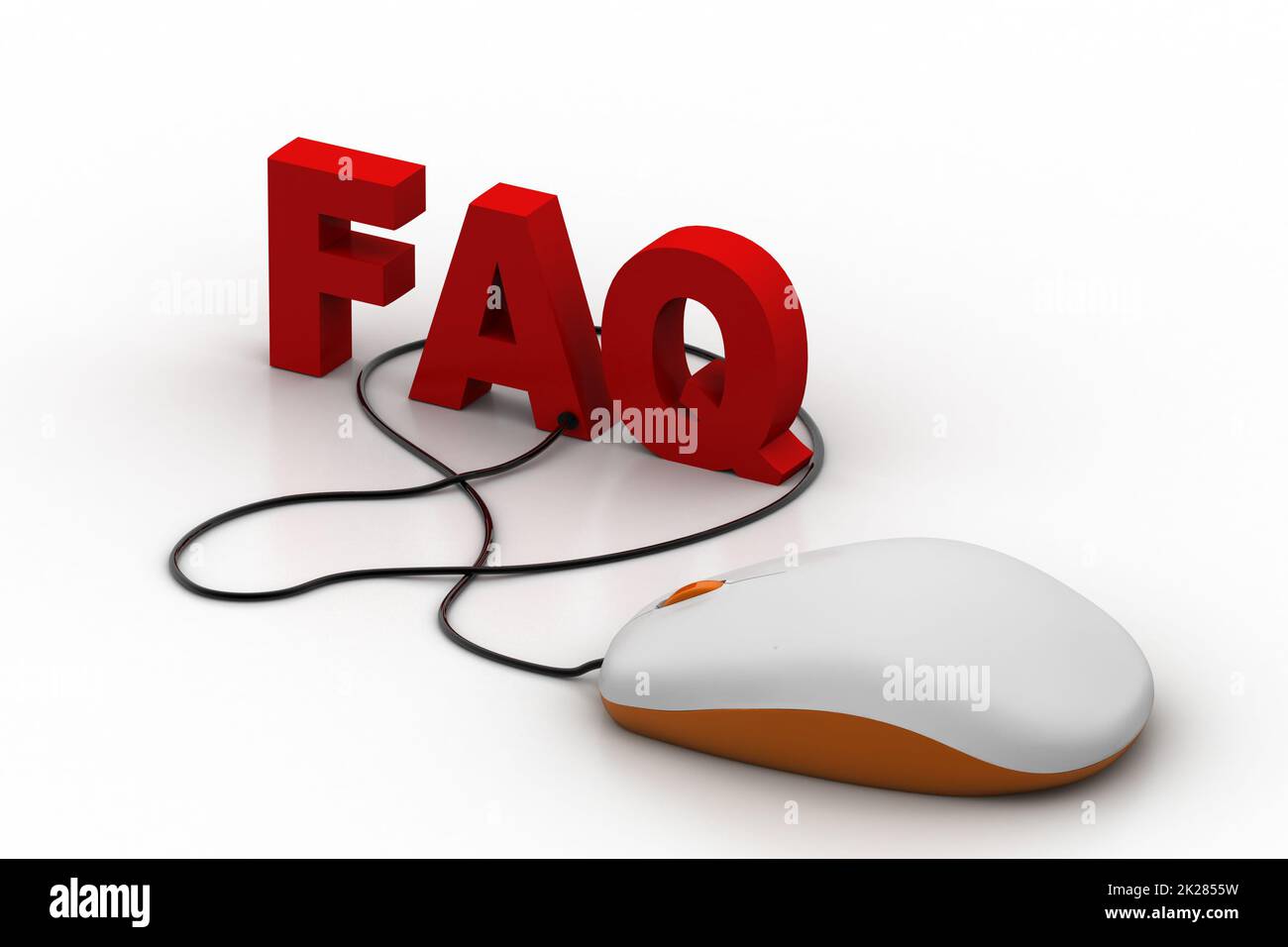 Word faq connected with computer mouse Stock Photo - Alamy