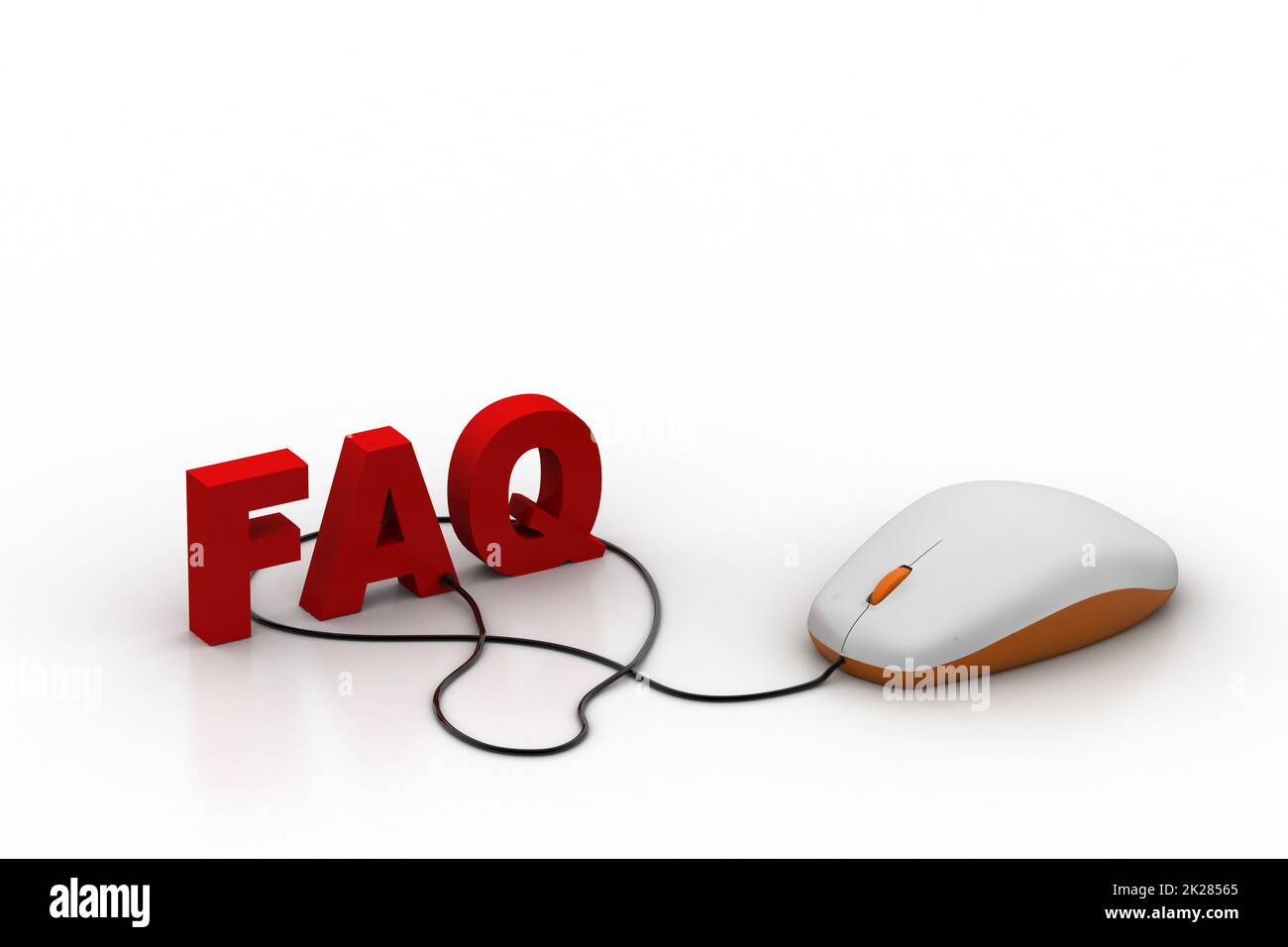 Word faq connected with computer mouse Stock Photo - Alamy