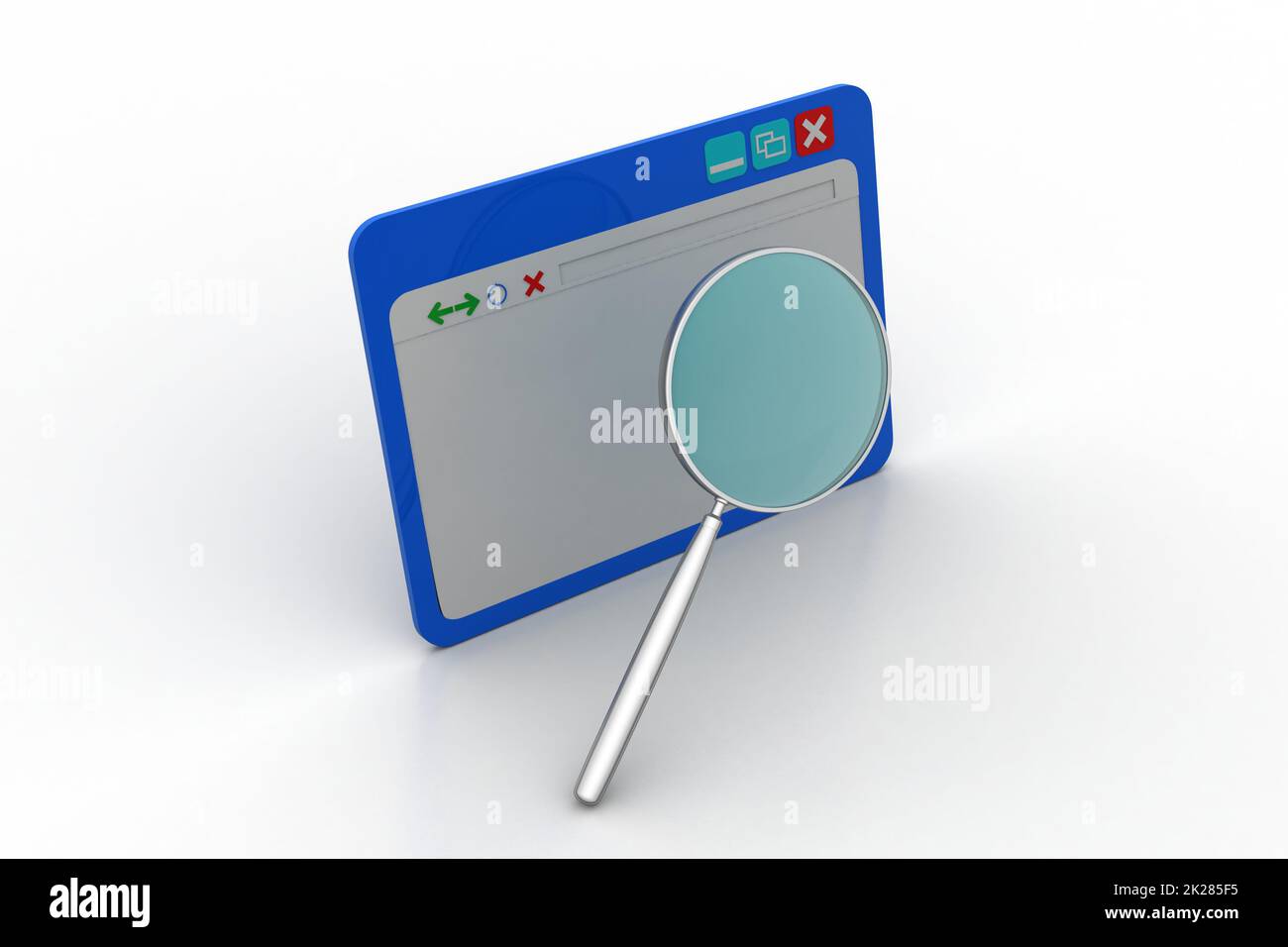 Browser window with magnifier Stock Photo - Alamy