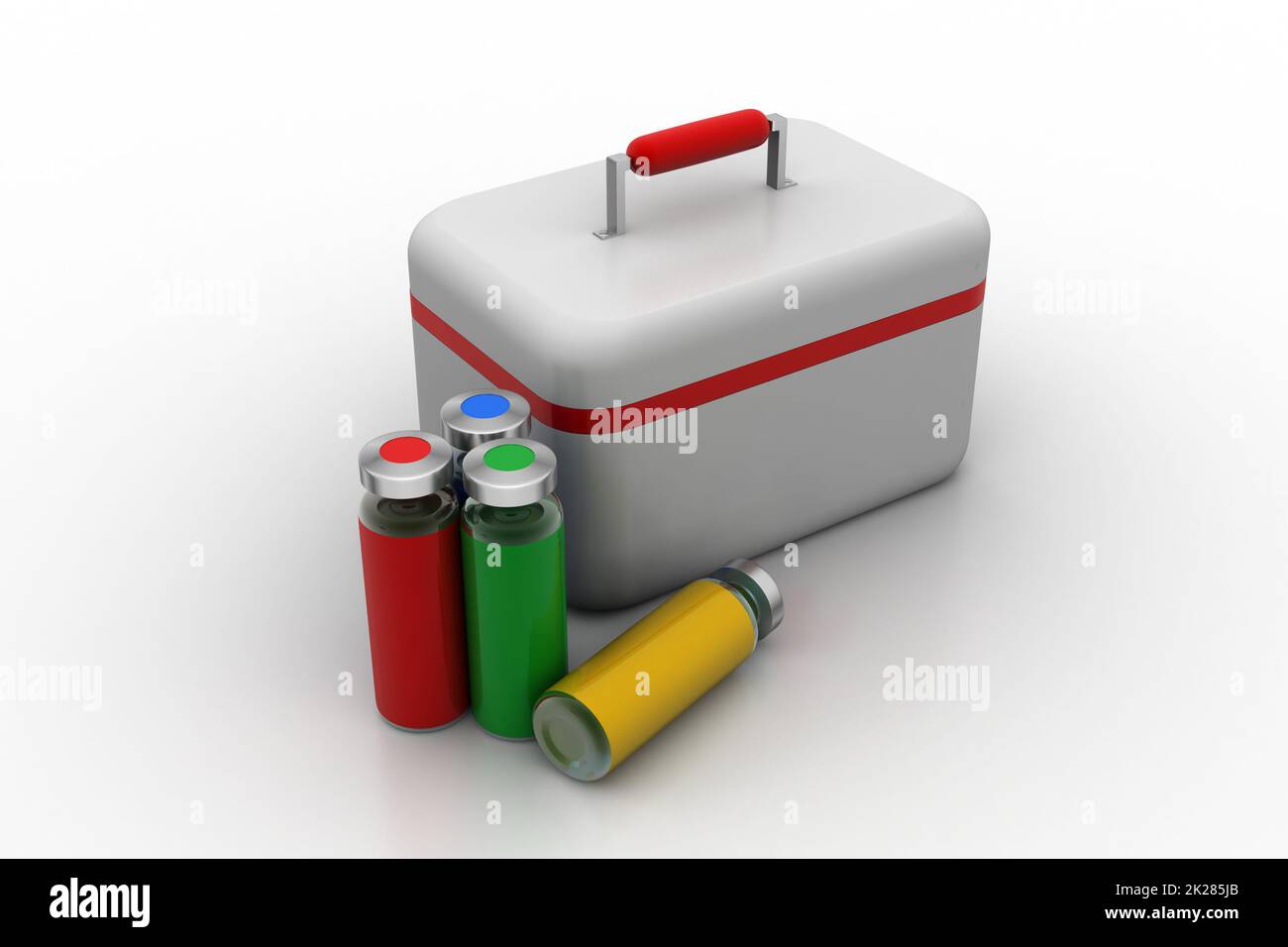 First aid kit with injection bottle Stock Photo - Alamy