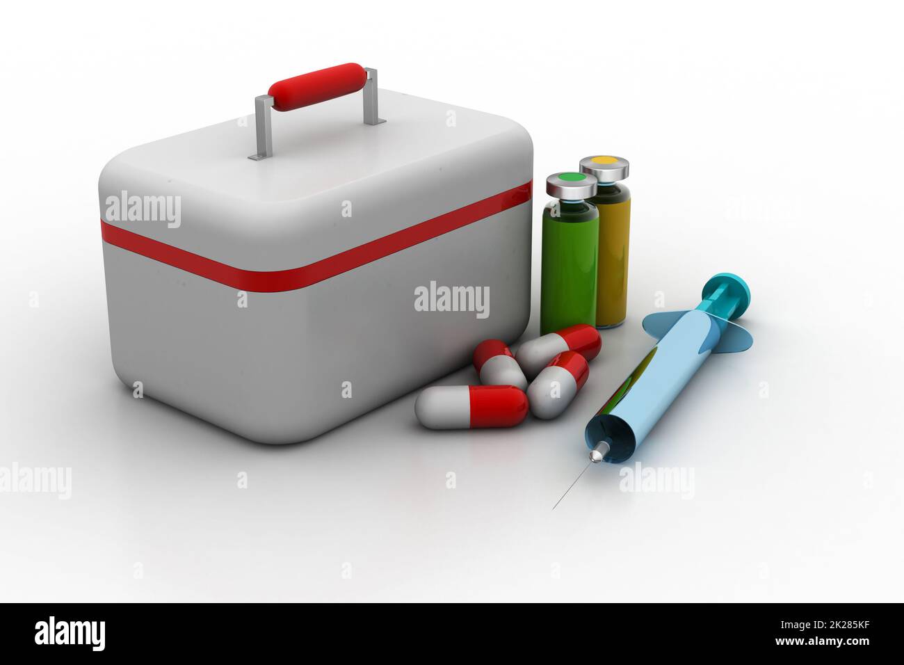 First aid kit with medicines Stock Photo - Alamy
