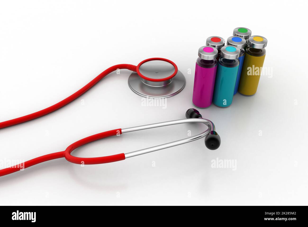 Stethoscope with injection bottles Stock Photo - Alamy