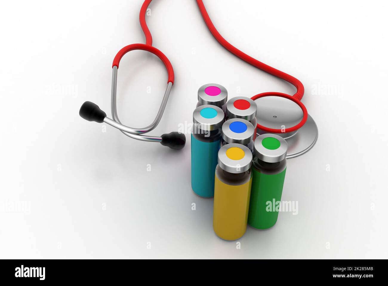 Stethoscope with injection bottles Stock Photo - Alamy