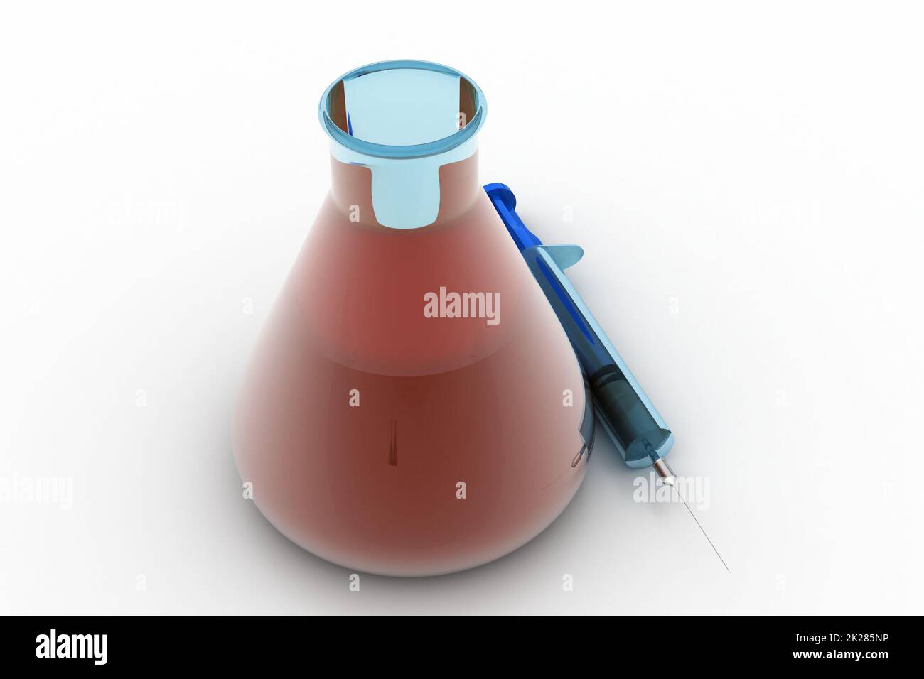 laboratory flasks with syringe Stock Photo - Alamy