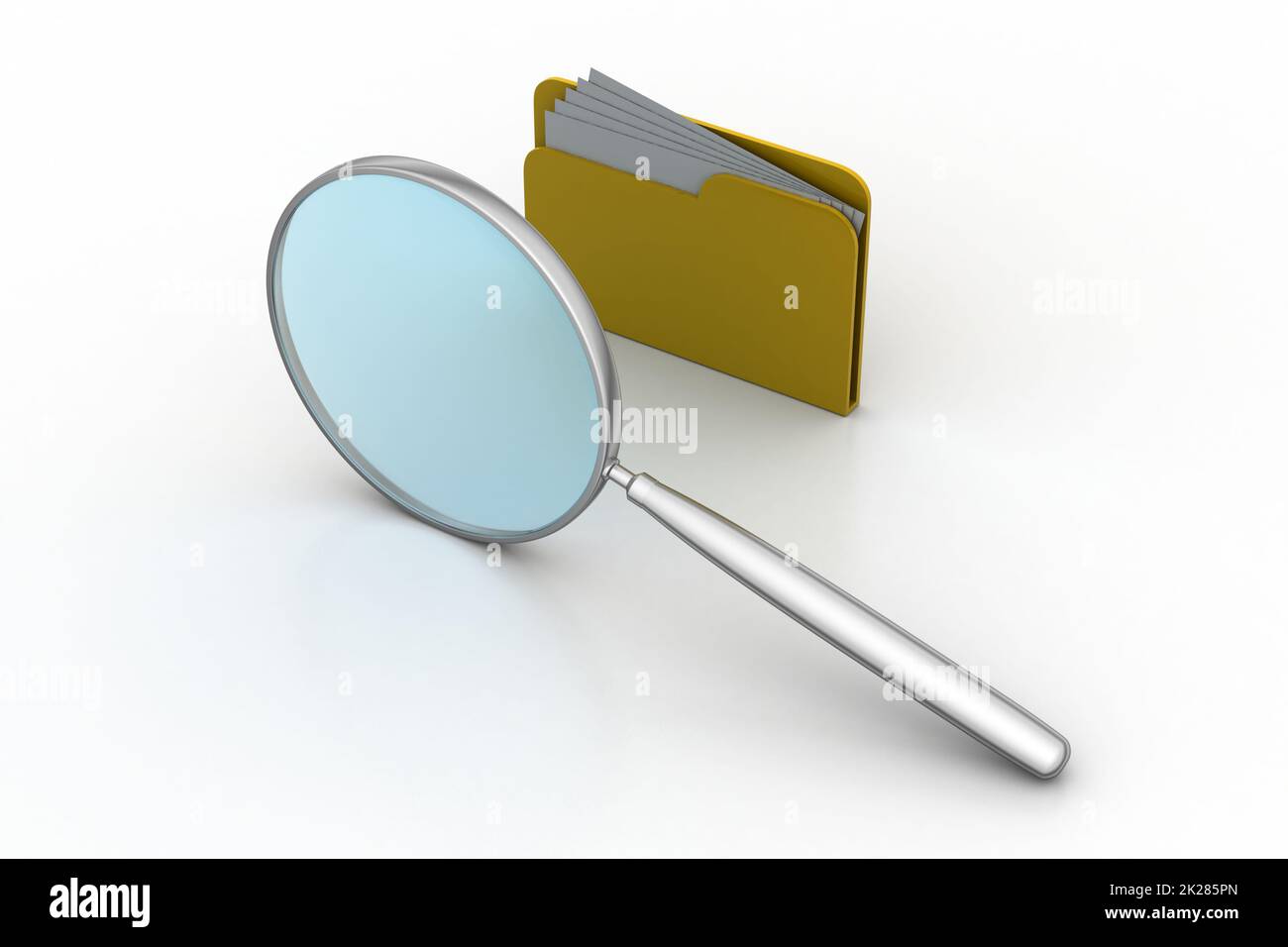 Magnifying glass with file folder Stock Photo - Alamy